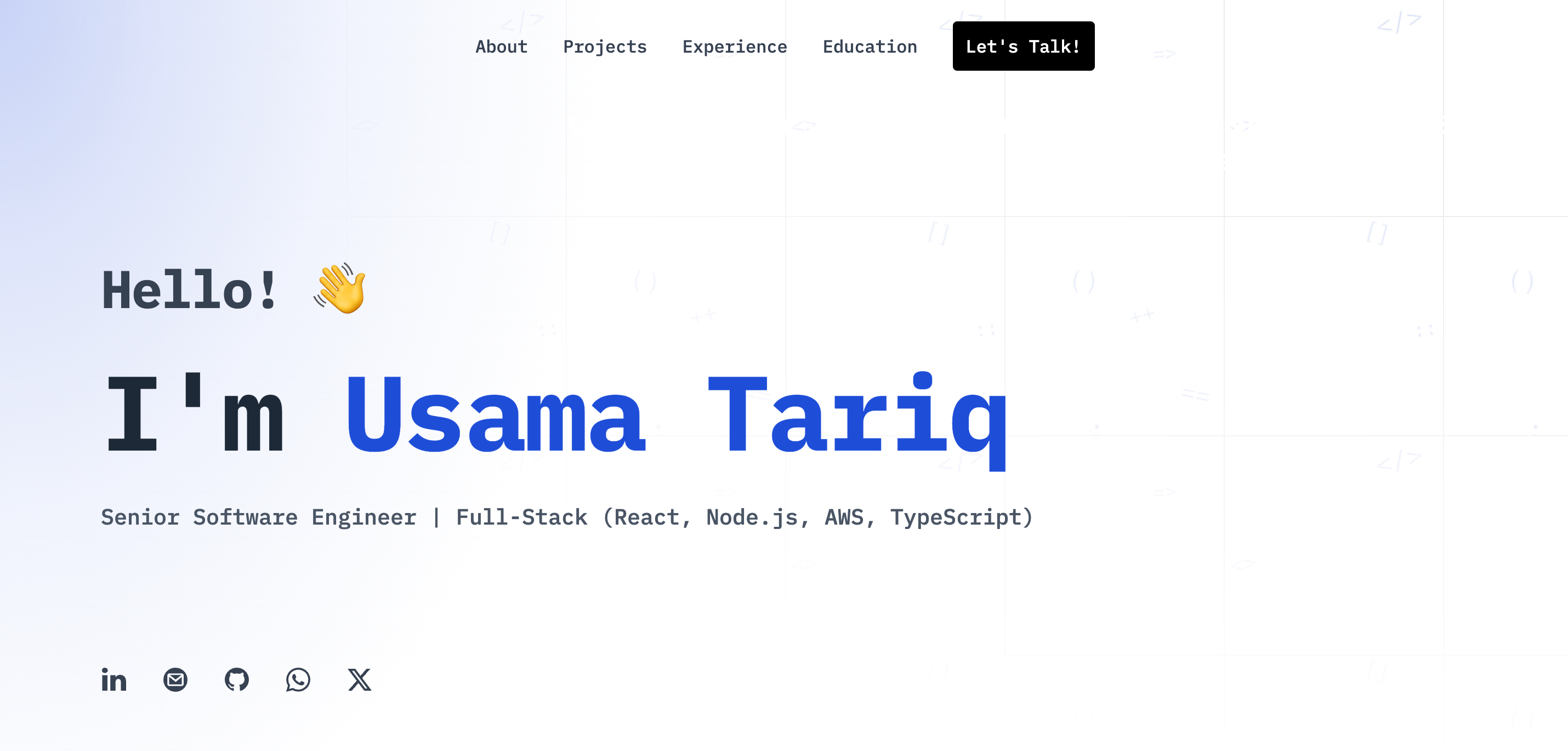 Usama Tariq - Senior Software Engineer | Full-Stack (React, Node.js, AWS, TypeScript)